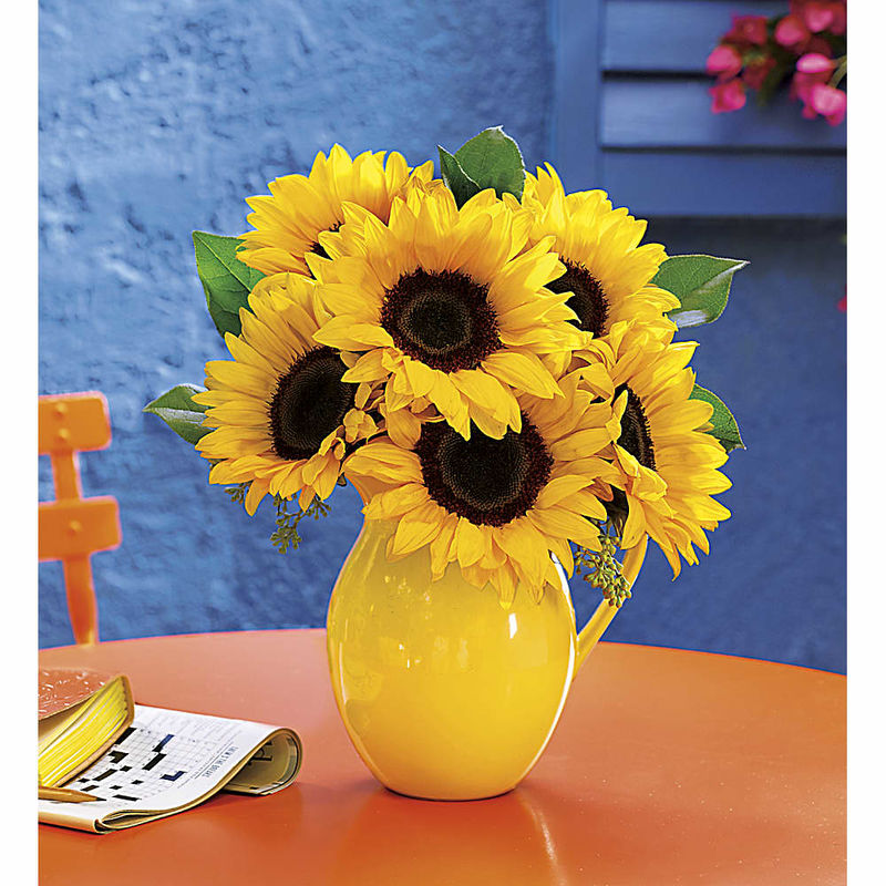 Teleflora's Sunny Day Pitcher of Sunflowers a3435 | Flower Delivery ...