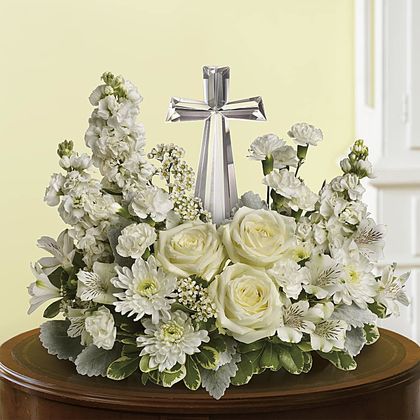 Divine Crystal Cross Peace Bouquet a3728 | Flower Delivery | Flower Shop