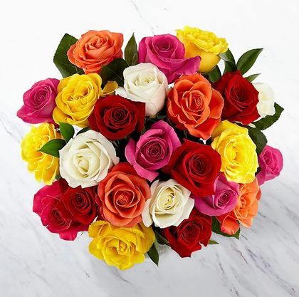24 Mixed Colour Roses Bouquet a9534 | Flower Delivery | Flower Shop